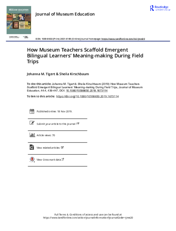 (PDF) How Museum Teachers Scaffold Emergent Bilingual Learners’ Meaning ...
