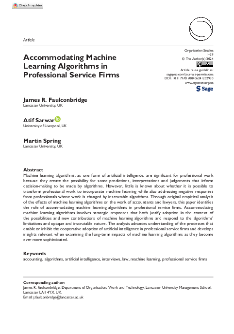 (PDF) Accomodating machine learning algorithms