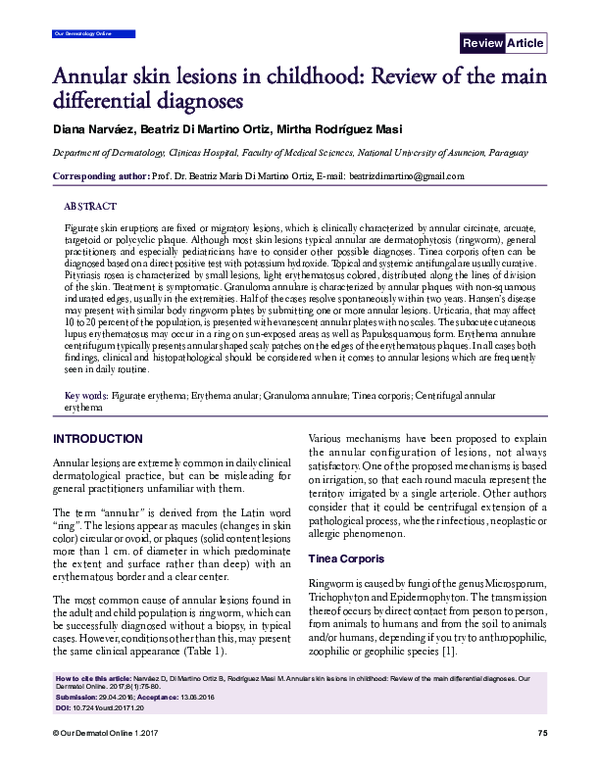 (PDF) Annular skin lesions in childhood. Review of the main ...
