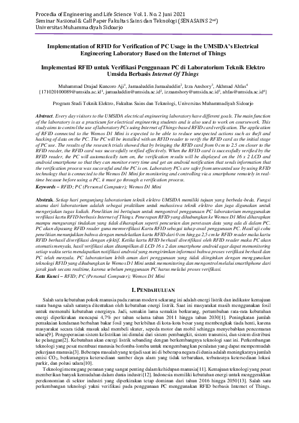 (PDF) Implementation of RFID for Verification of PC Usage in the UMSIDA’s Electrical Engineering ...