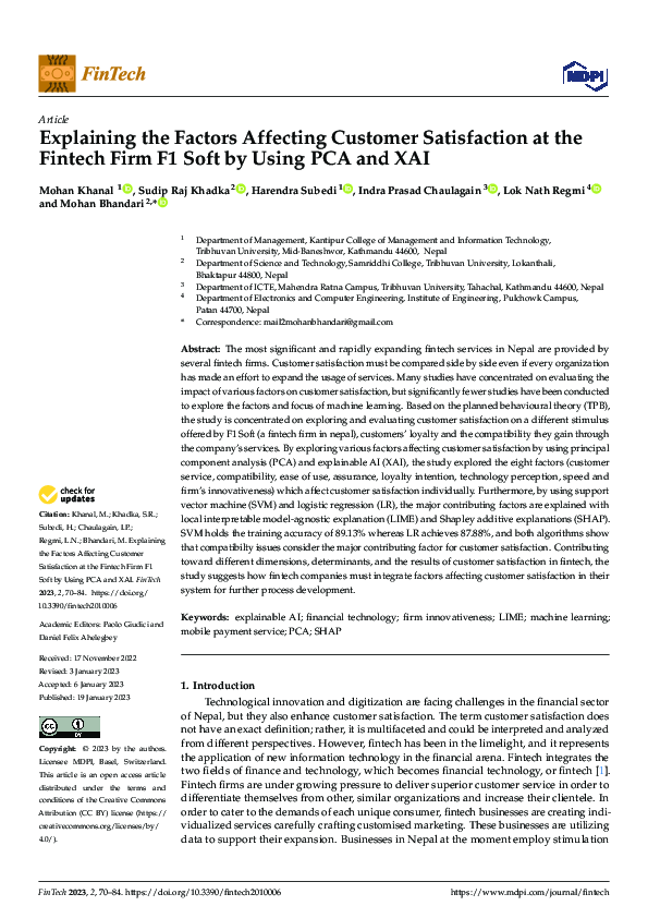 (PDF) Explaining the Factors Affecting Customer Satisfaction at the Fintech Firm F1 Soft by ...