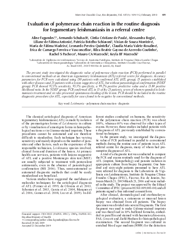(PDF) Evaluation of polymerase chain reaction in the routine diagnosis ...