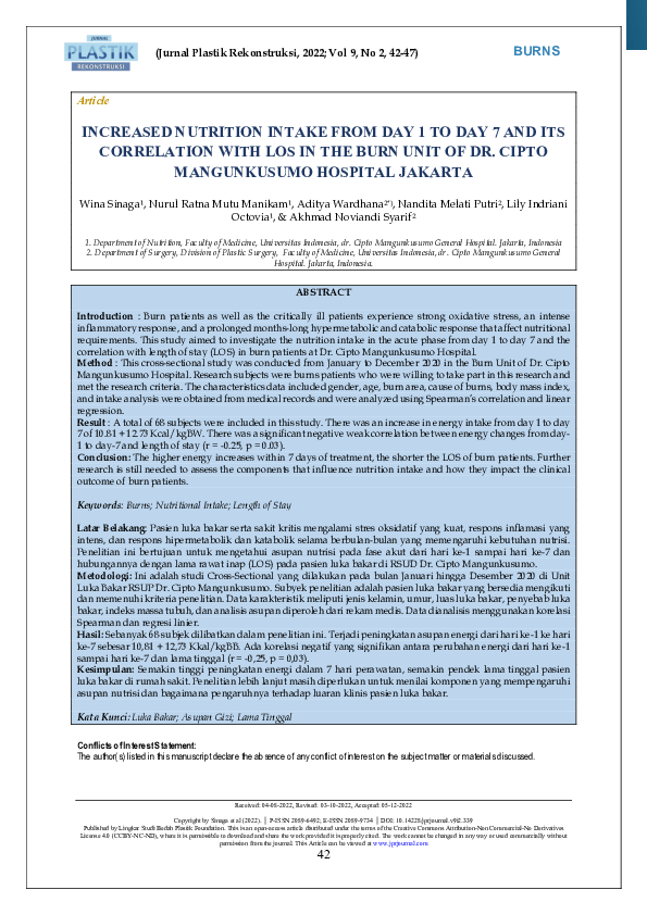 (PDF) Increased Nutrition Intake from Day 1 to Day 7 and Its ...