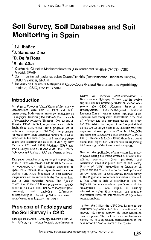 (PDF) Soil survey, soil databases and soil monitoring in Spain