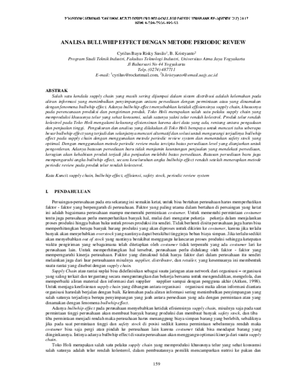 (PDF) Analisa Bullwhip Effect Dengan Metode Periodic Review