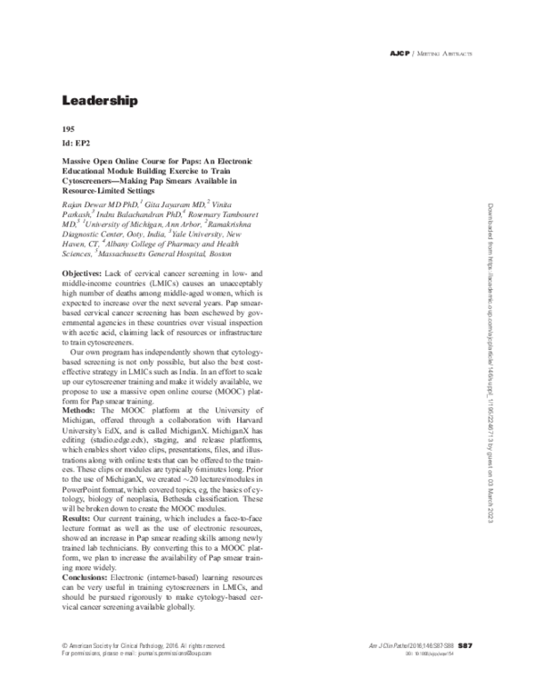 (PDF) Massive Open Online Course for Paps: An Electronic Educational ...
