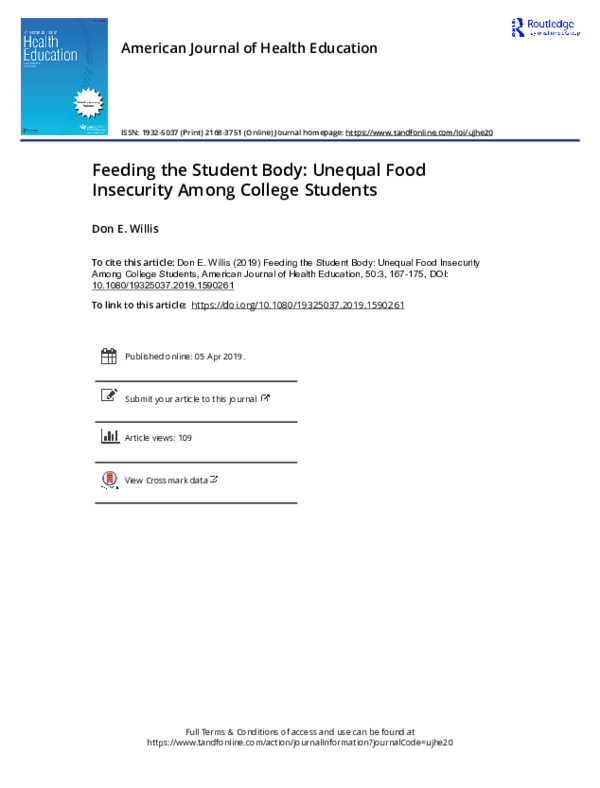 (PDF) Feeding the Student Body: Unequal Food Insecurity Among College ...