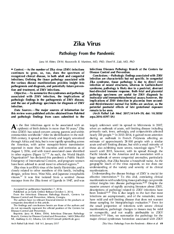 (PDF) Zika Virus: Pathology From the Pandemic