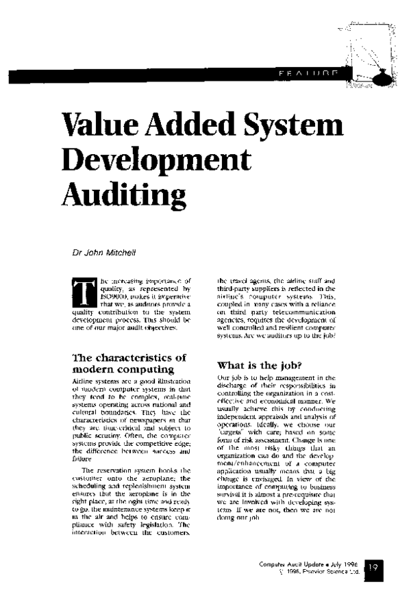 (PDF) Value added system development auditing