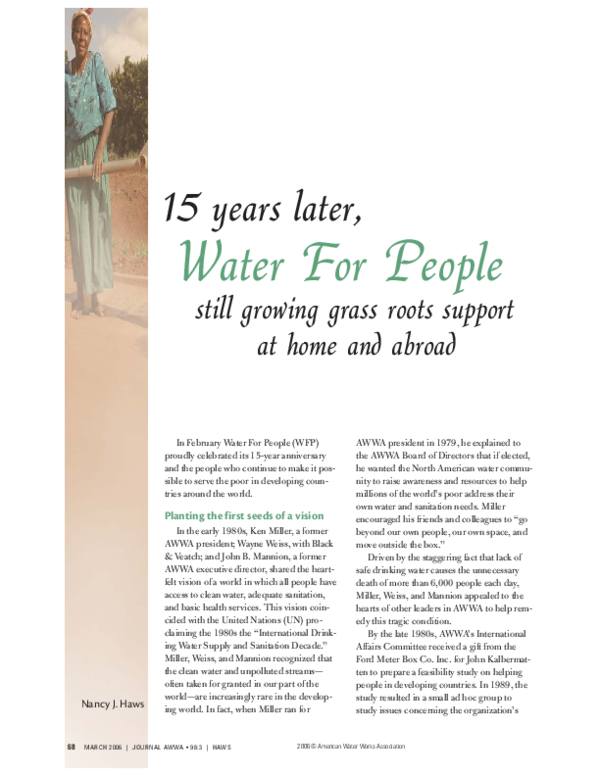 (PDF) 15 years later, Water For People still growing grass roots ...