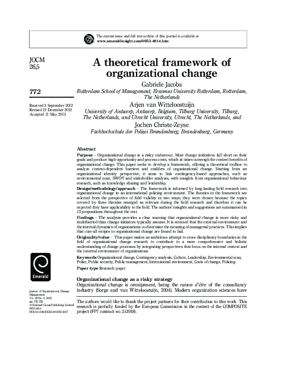 (PDF) A theoretical framework of organizational change