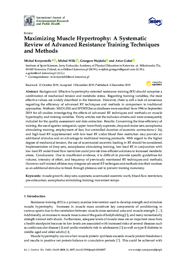 (PDF) Maximizing Muscle Hypertrophy: A Systematic Review of Advanced Resistance Training ...