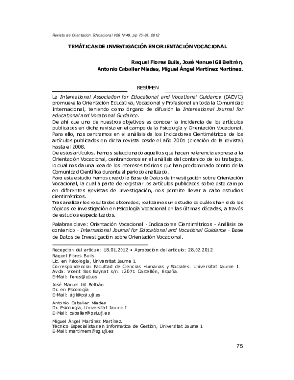 (PDF) Tem¡Ticas De Investigaci"N en Orientaci"N Vocacional