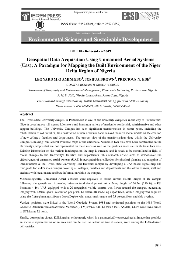 (PDF) Geospatial Data Acquisition Using Unmanned Aerial Systems (Uas)