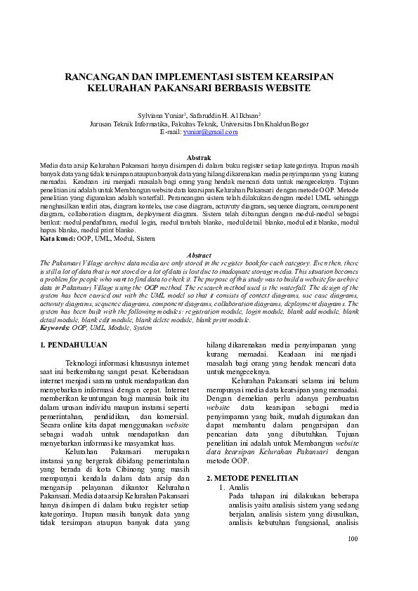 (PDF) Rancangan Dan Implementasi Sistem Kearsipan Kelurahan Pakansari ...