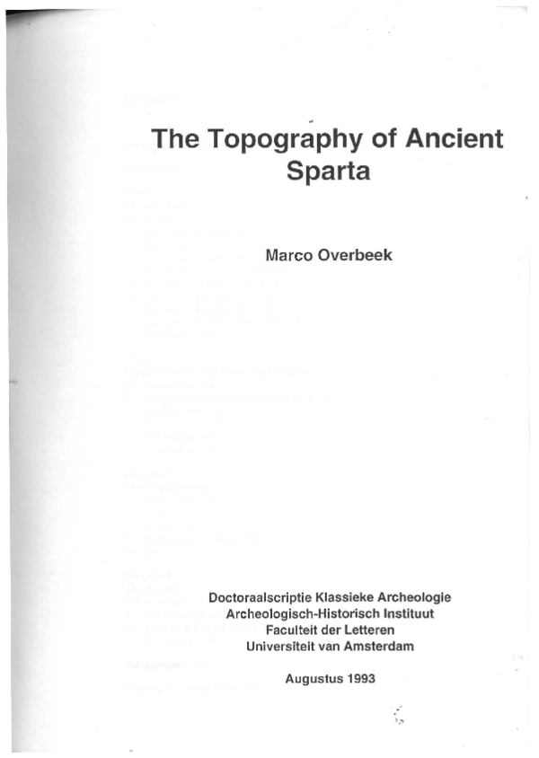 (PDF) Marco Overbeek, Topography of Ancient Sparta