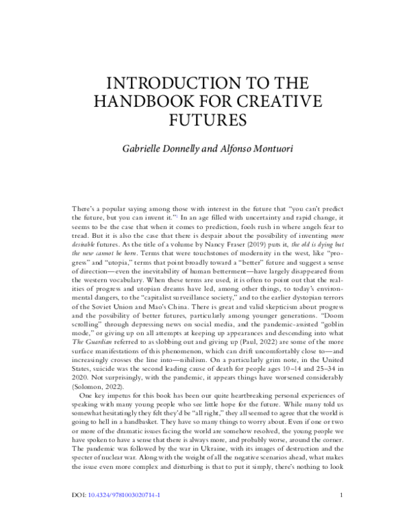 (PDF) Introduction to the Handbook for Creative Futures