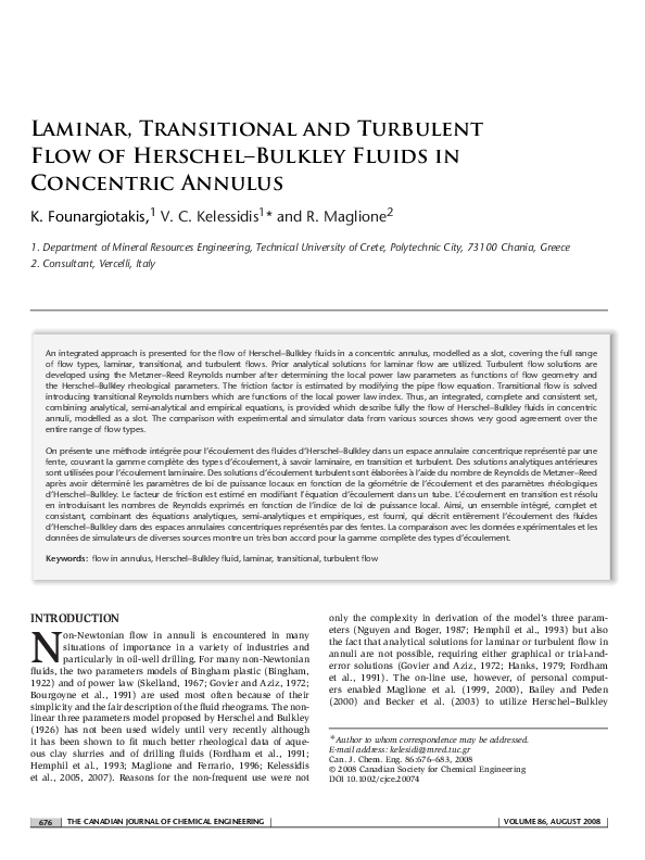 (PDF) Laminar, transitional and turbulent flow of Herschel–Bulkley ...