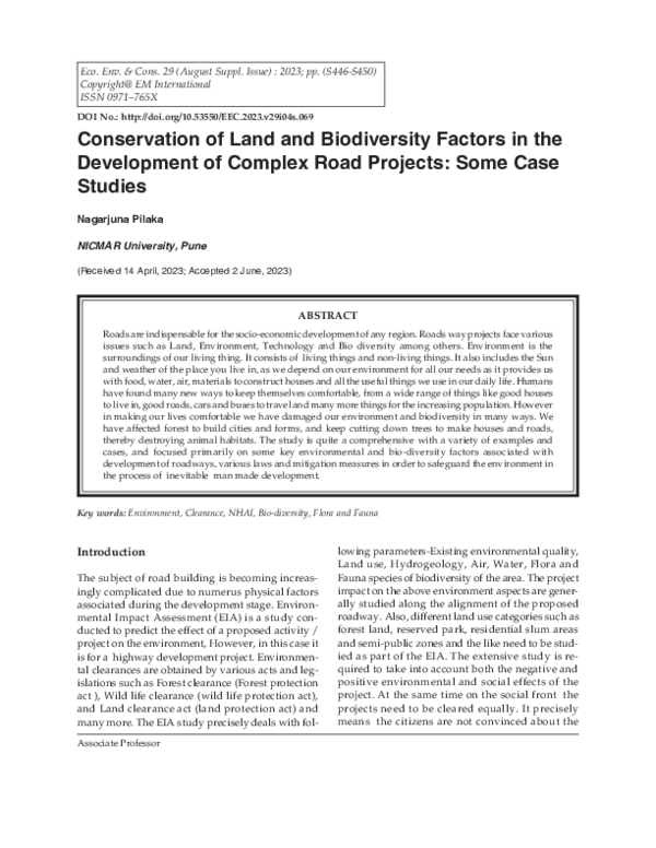 (PDF) Conservation of Land and Biodiversity Factors in the Development ...