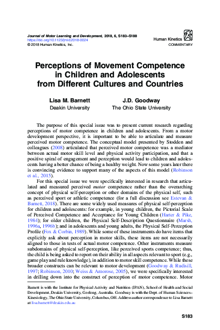 (PDF) Perceptions of Movement Competence in Children and Adolescents ...