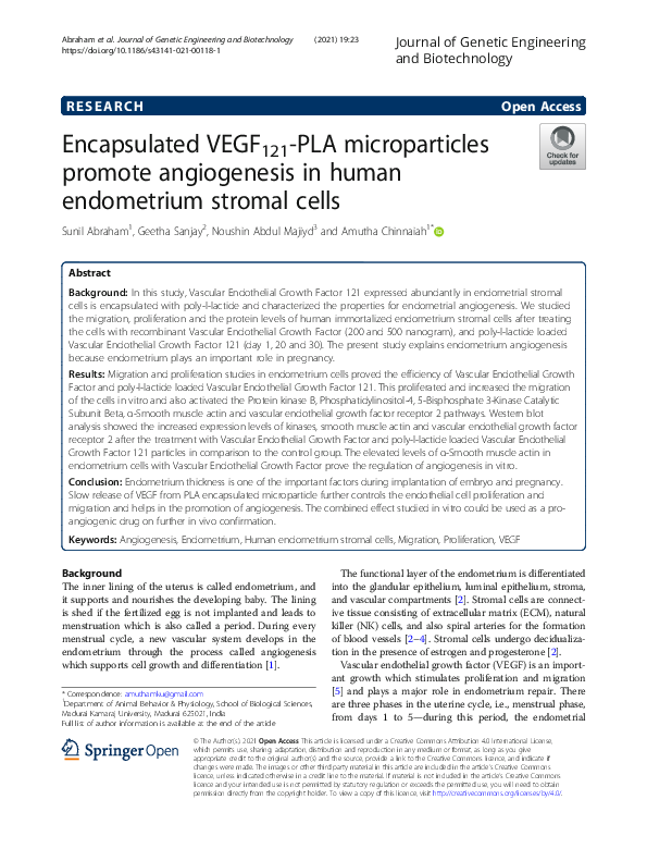 (PDF) Encapsulated VEGF121-PLA microparticles promote angiogenesis in ...
