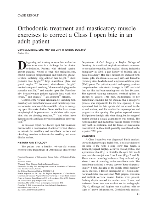 (PDF) Orthodontic treatment and masticatory muscle exercises to correct ...