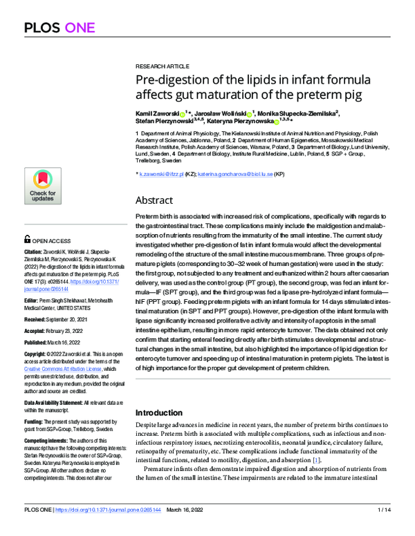 (PDF) Pre-digestion of the lipids in infant formula affects gut ...