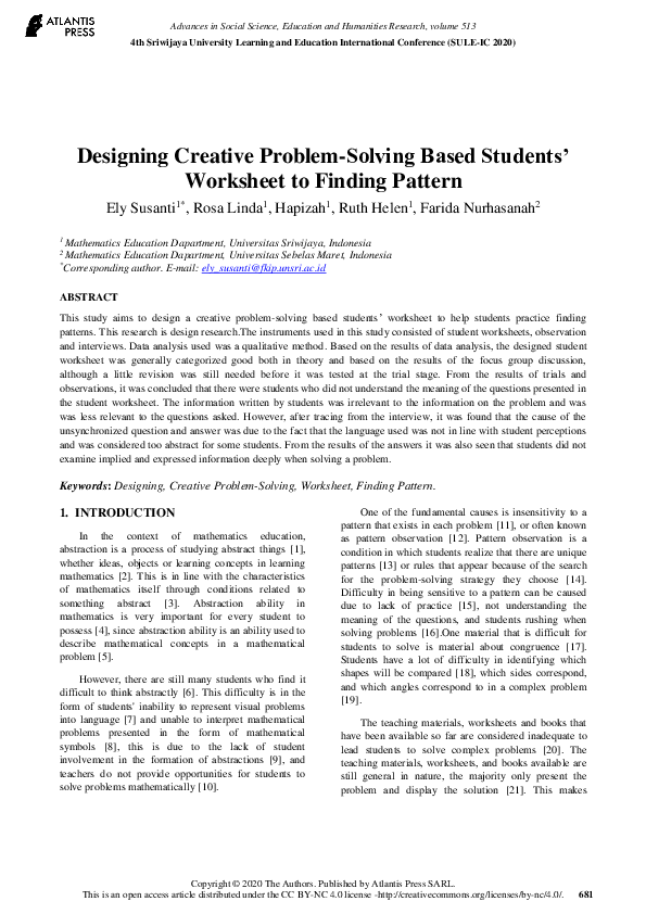 (PDF) Designing Creative Problem-Solving Based Students’ Worksheet to ...