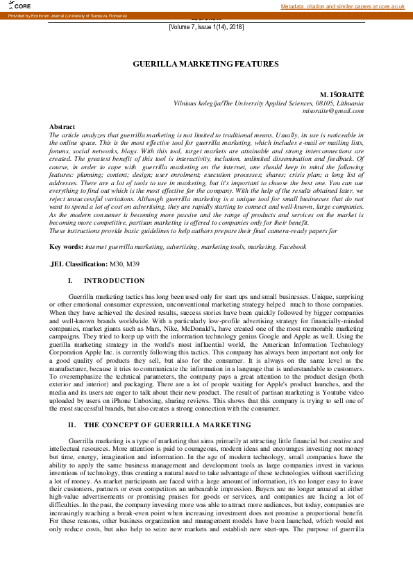 (PDF) Guerilla Marketing Features