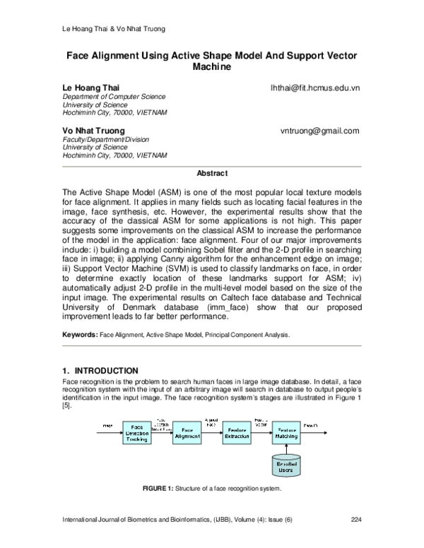 (PDF) Face Alignment Using Active Shape Model And Support Vector Machine
