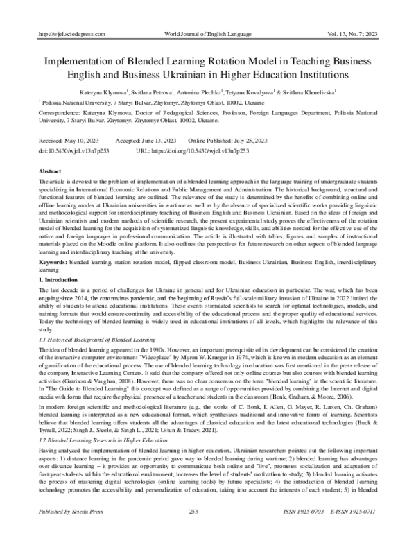 (PDF) Implementation of Blended Learning Rotation Model in Teaching Business English and ...