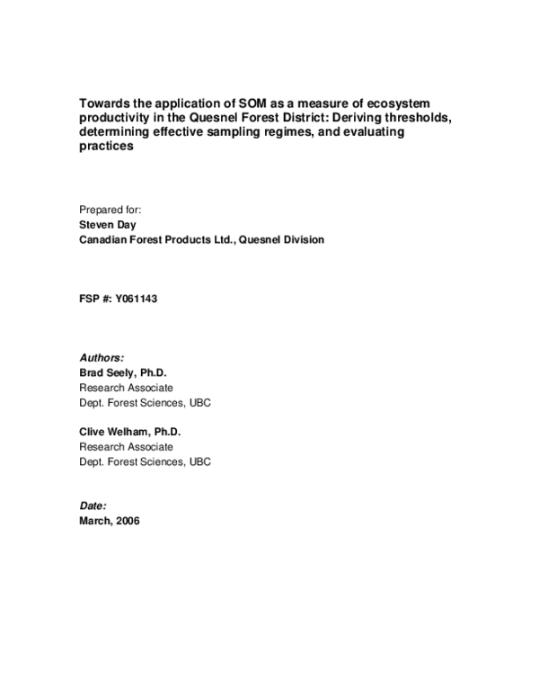(PDF) Towards the application of SOM as a measure of ecosystem ...
