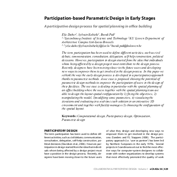 (PDF) Participation-based Parametric Design in Early Stages - A participative design process for ...