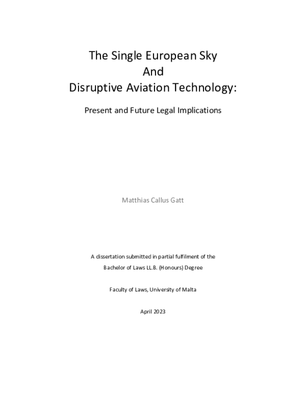 (PDF) The Single European Sky And Disruptive Aviation Technology ...