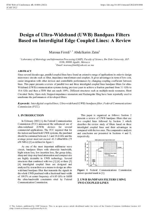 (PDF) Design of Ultra-Wideband (UWB) Bandpass Filters Based on Interdigital Edge Coupled Lines ...