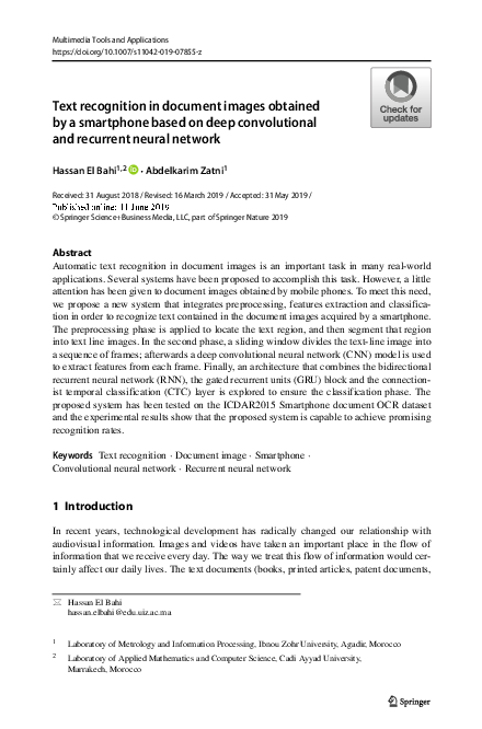 (PDF) Text recognition in document images obtained by a smartphone ...