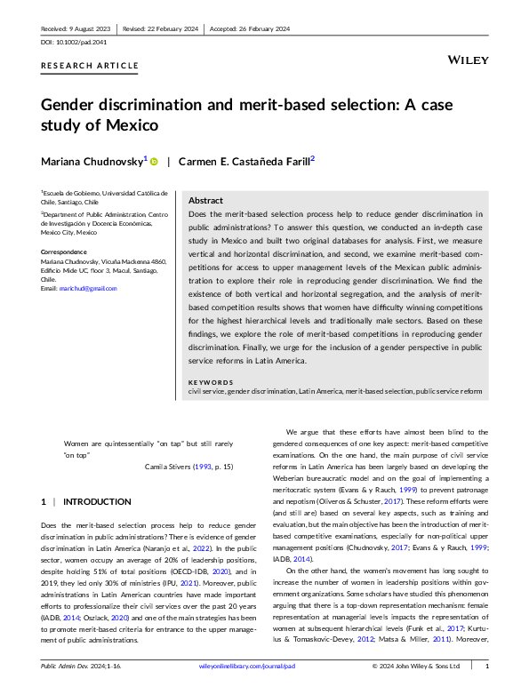 (PDF) Gender discrimination and merit-based selection: A case study of ...