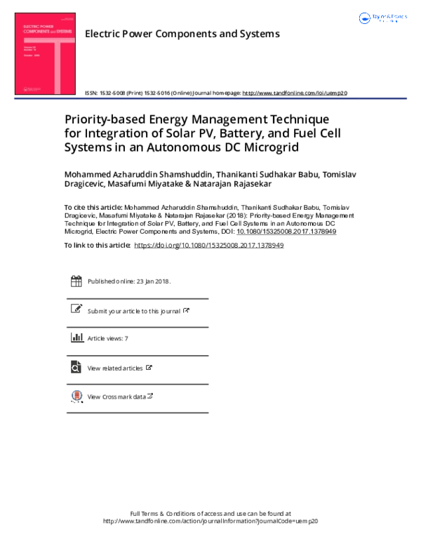 (PDF) Priority-based Energy Management Technique for Integration of Solar PV, Battery, and Fuel ...