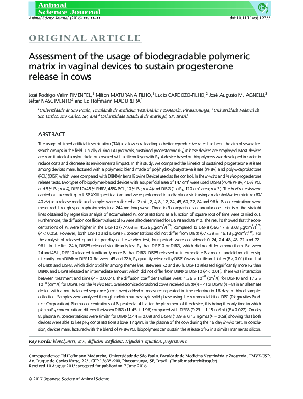 (PDF) Assessment of the usage of biodegradable polymeric matrix in ...