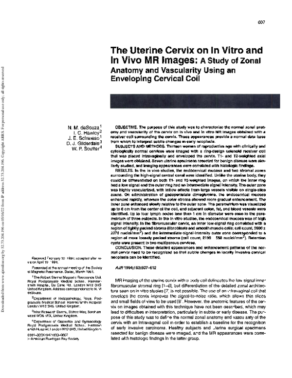 (PDF) The uterine cervix on in vitro and in vivo MR images: a study of ...