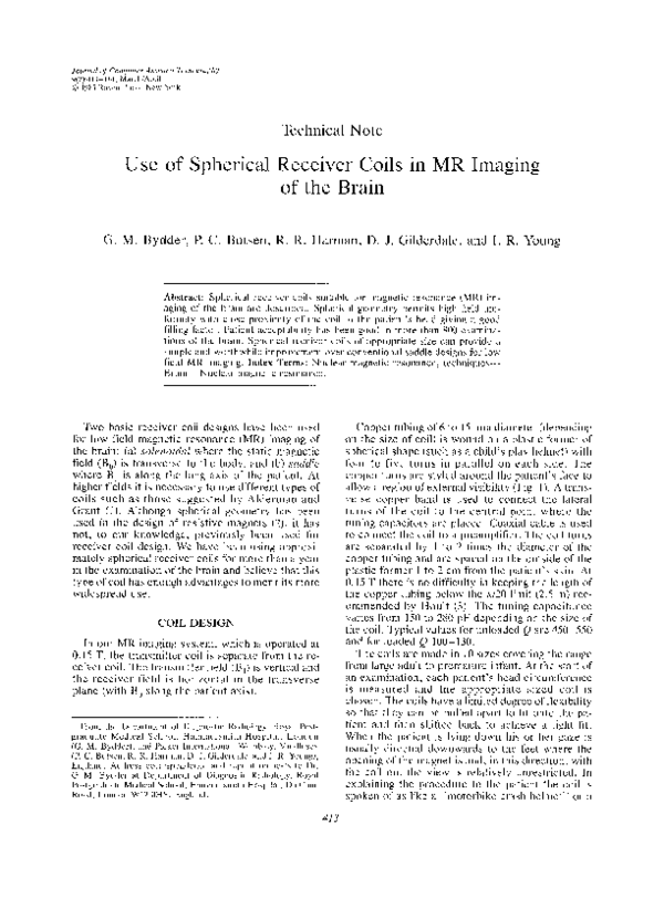 (PDF) Use of Spherical Receiver Coils in MR Imaging of the Brain