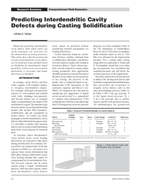 (PDF) Predicting interdendritic cavity defects during casting ...