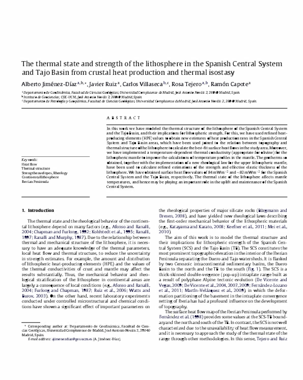 (PDF) The thermal state and strength of the lithosphere in the Spanish ...