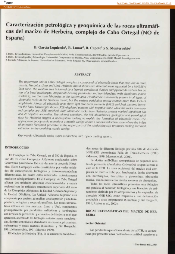 (PDF) Caracterización petrológica y geoquímica de las rocas ...