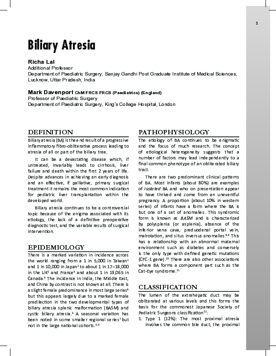 (PDF) Biliary Atresia | Richa Lal - Academia.edu