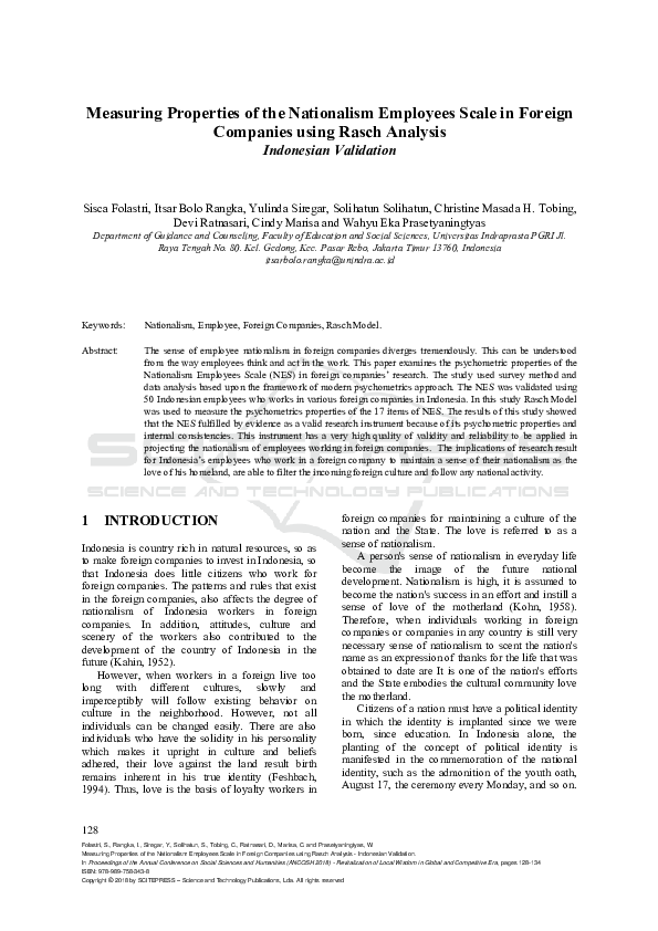 (PDF) Measuring Properties of the Nationalism Employees Scale in ...