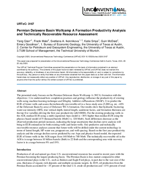 (PDF) Permian Delaware Basin Wolfcamp A Formation Productivity Analysis ...