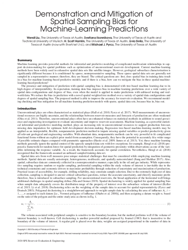 (PDF) Demonstration and Mitigation of Spatial Sampling Bias for Machine-Learning Predictions