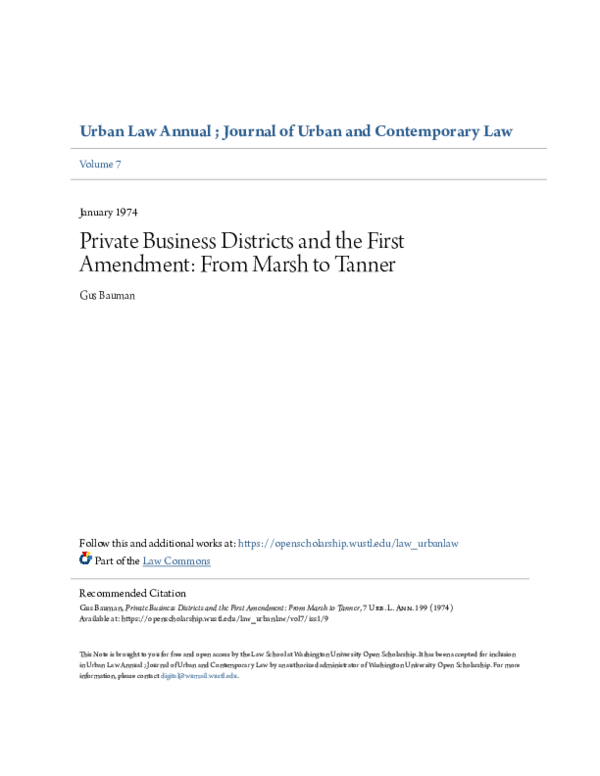 (PDF) Private Business Districts and the First Amendment: From Marsh to ...