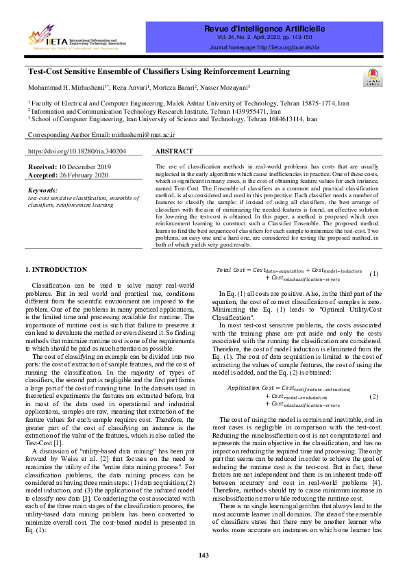 (PDF) Cost-Sensitive Classifier Ensemble via RL